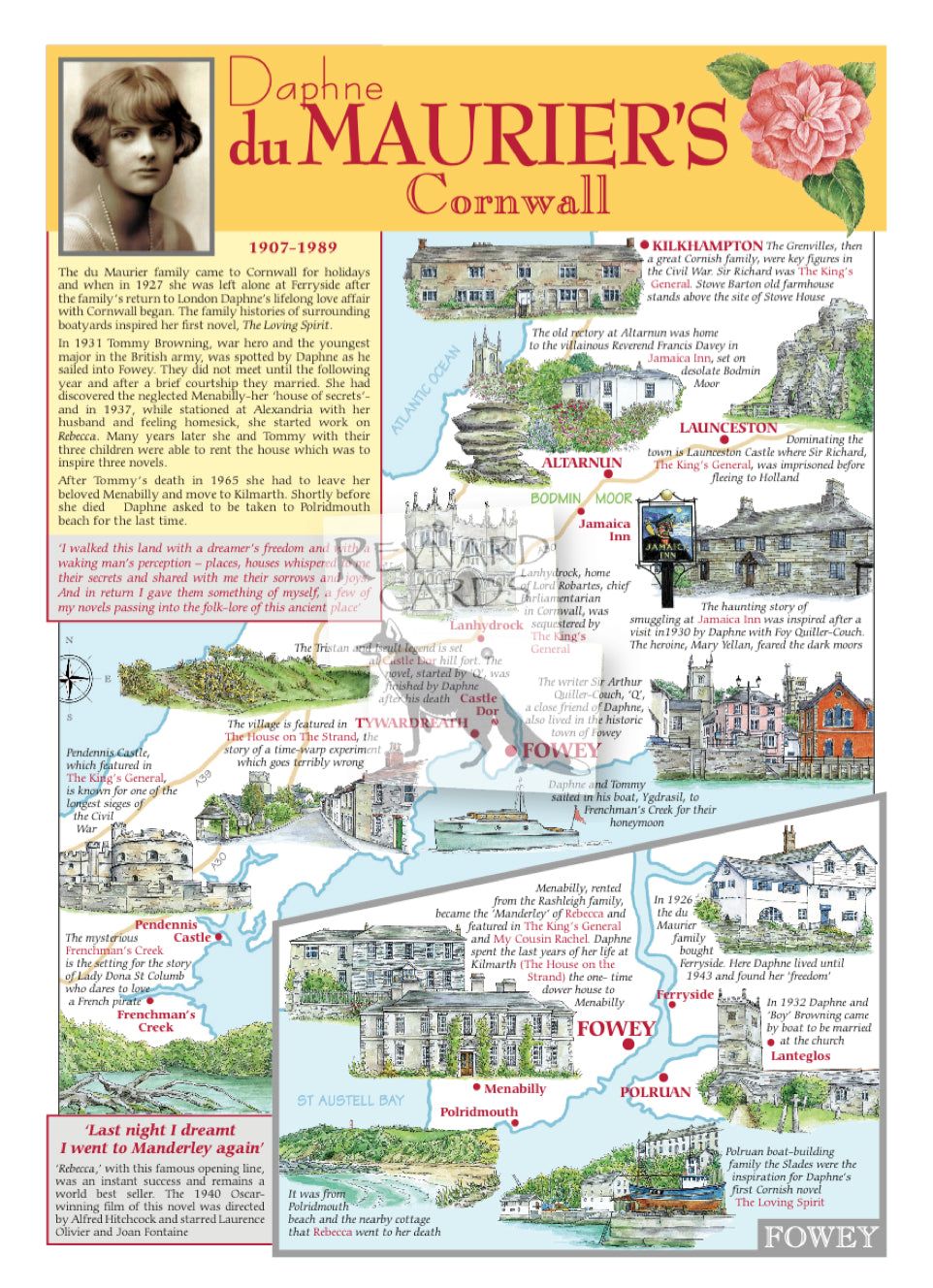 Daphne Du Maurier In Cornwall Postcard | Reynard Cards
